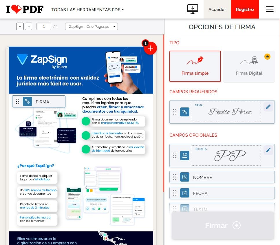 Cómo hacer una firma digital gratis en iLovePDF